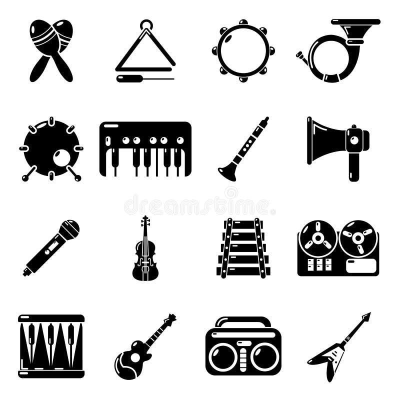Musical Instruments Icons Set, Cartoon Style Stock Vector ...