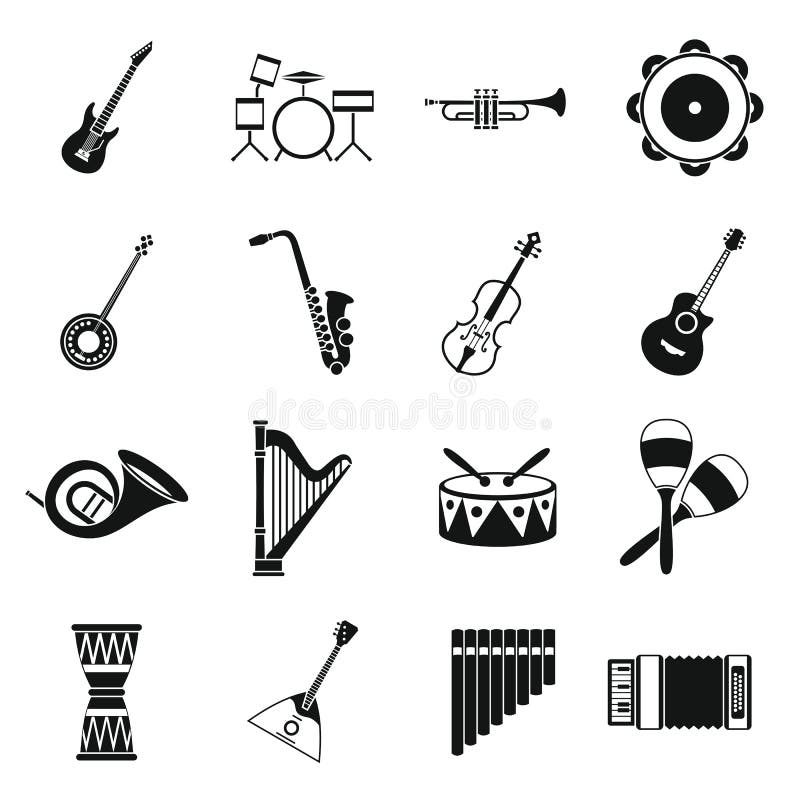Musical Instruments Icons Set , Simple Style Stock Vector ...