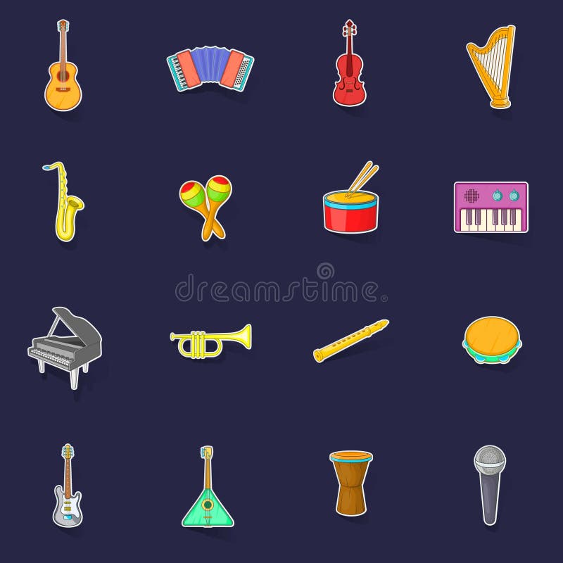 Musical Instruments Icons Set Vector Sticker Stock Vector ...