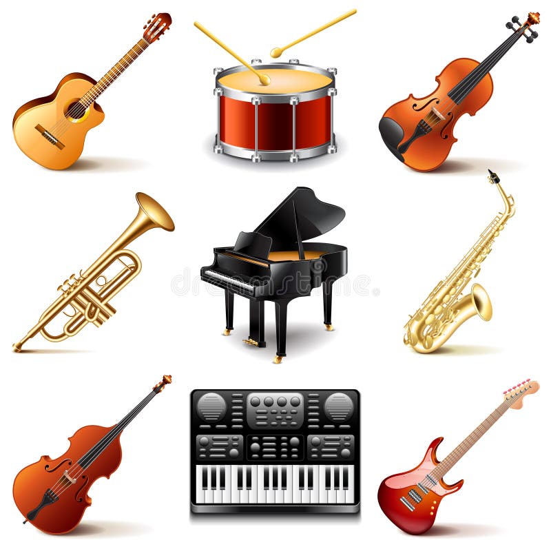 Musical Instruments Icons Vector Set Stock Vector - Illustration of ...