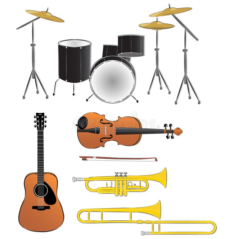 Modern musical instruments stock vector. Illustration of metal - 23628023