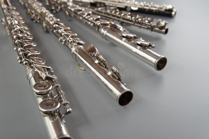 Musical Instruments are Laid Out on a Gray Surface Stock Image - Image ...