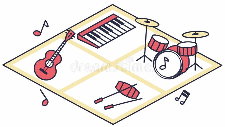 Musical Instruments Layout on Geometric Stage, Vector Design Generative ...