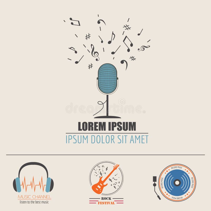 Musical Instruments Logos and Badges. Graphic Template Stock Vector ...