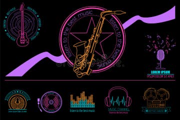 Musical Instruments Logos and Badges. Graphic Template Stock Vector ...