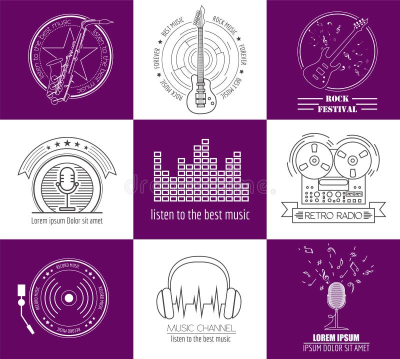 Musical Instruments Logos and Badges. Graphic Template Stock Vector ...