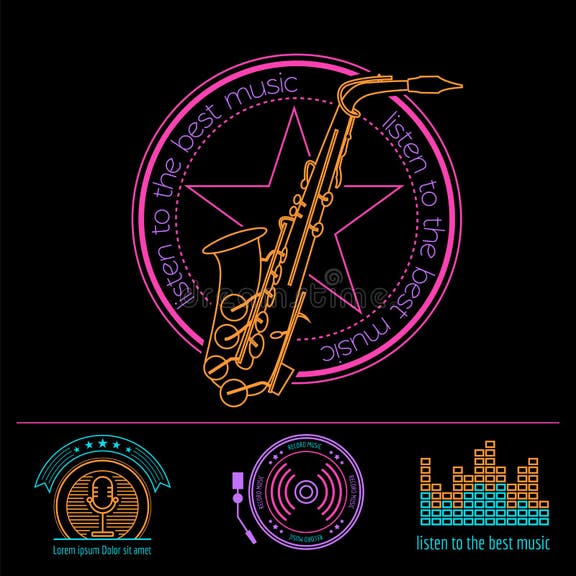 Musical Instruments Logos and Badges. Graphic Template Stock Vector ...