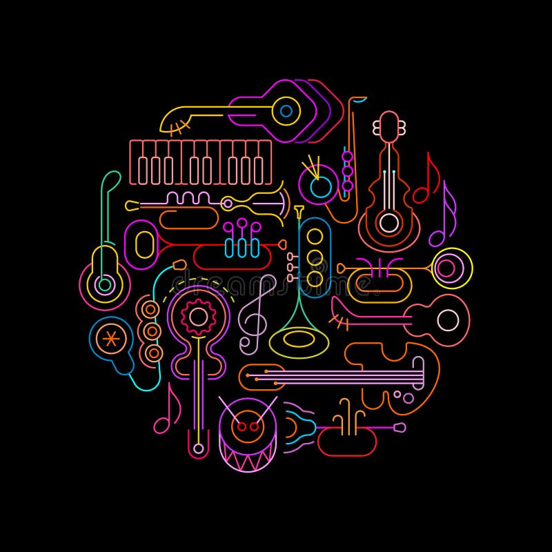 Musical Instruments Neon stock vector. Illustration of orchestra ...