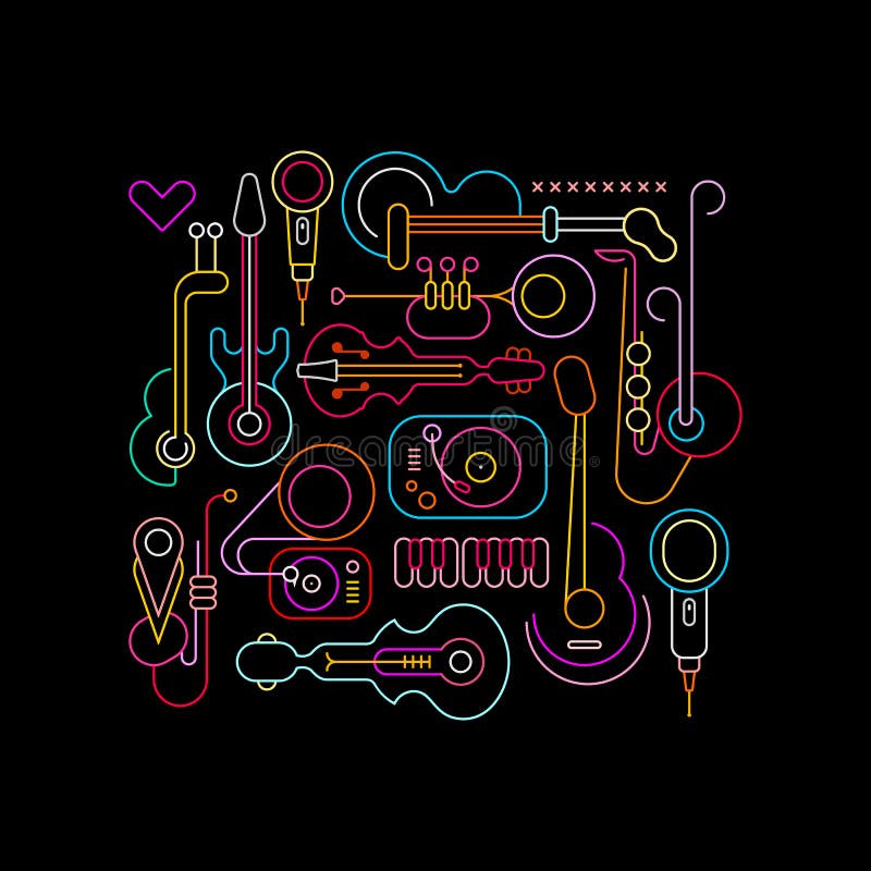Musical Instruments Neon Design Stock Illustrations – 184 Musical ...