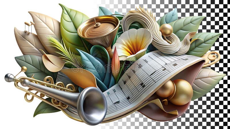 Musical Instruments Notes Decor Art Music Theme Creative Design Png ...