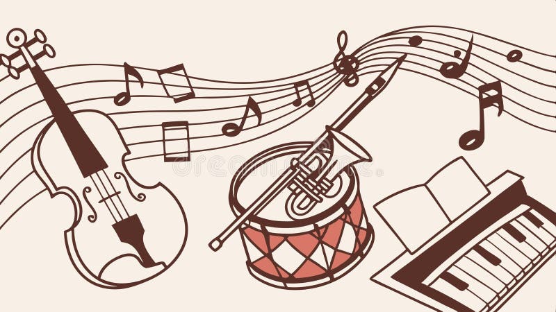 Musical Instruments with Notes, Music Art, Melody and Harmony, Creative ...