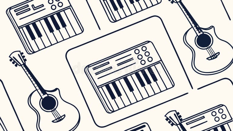 Musical Instruments Pattern, Guitar Keyboard Symphony, Vector Design ...