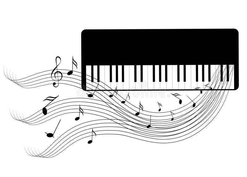 Musical Instruments. Piano Keyboard with Music Wave Stock Vector ...