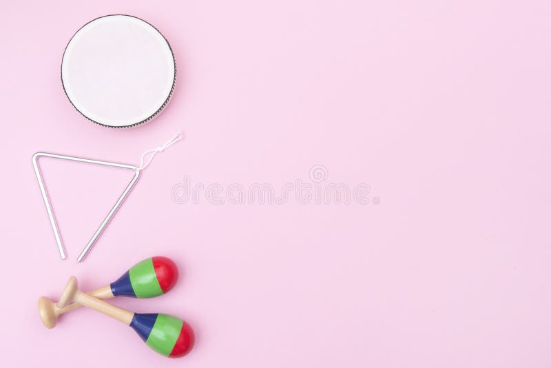 Musical Instruments on Pink Background Stock Image - Image of ...