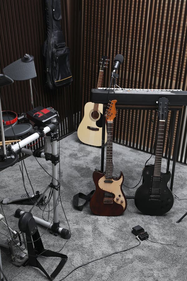 Musical Instruments at Recording Studio. Band Practice Stock Photo ...