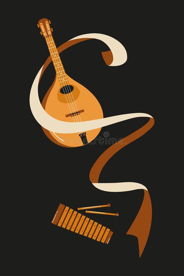 Musical Instruments with Ribbons Creating a Dynamic Visual Effect in a ...