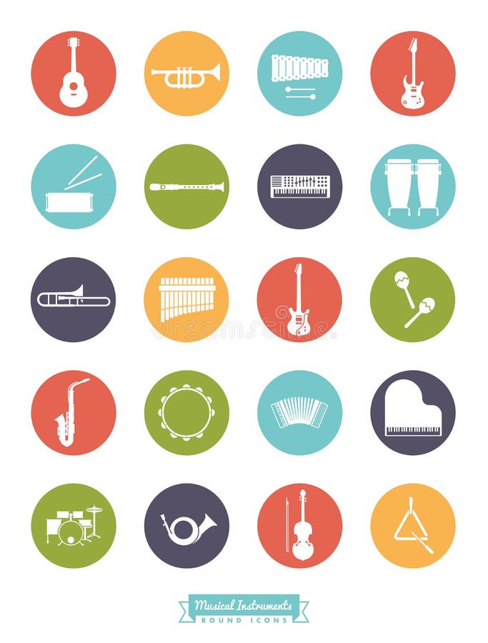 Musical Instruments Round Vector Icon Set Stock Vector - Illustration ...