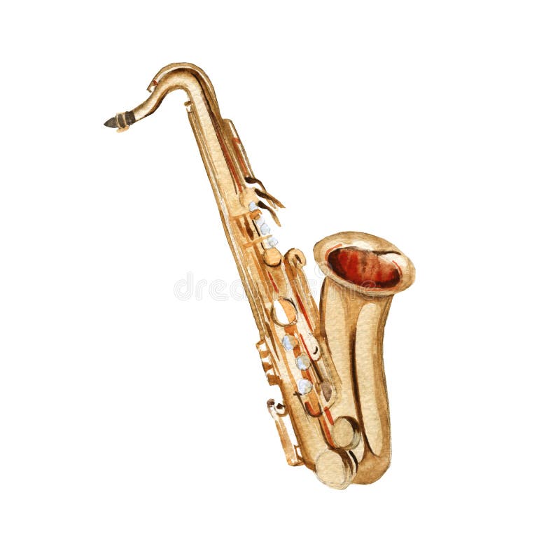Musical Instruments. Saxophone, Guitar and Drum. Isolated on White ...