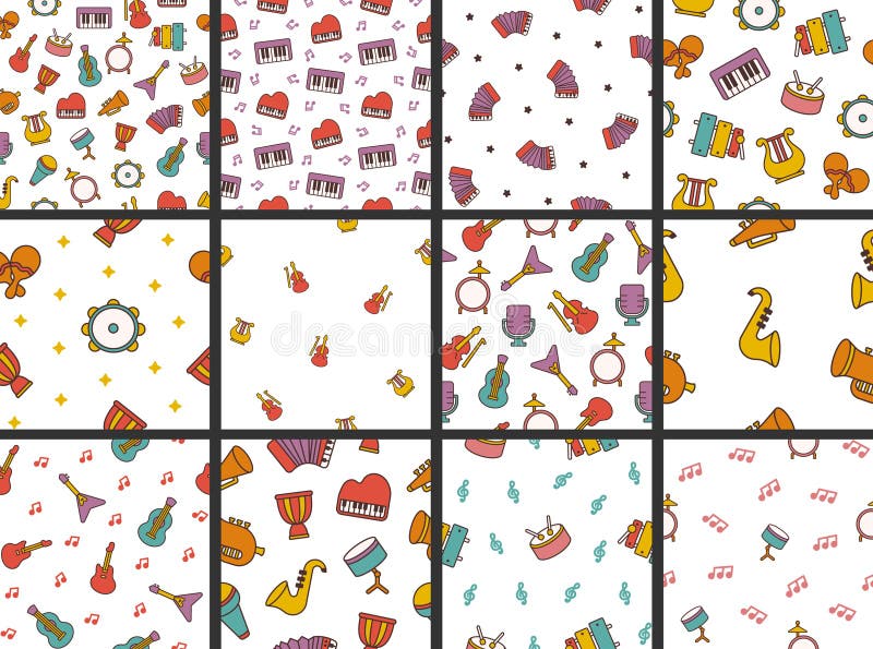 Musical Instruments. Seamless Pattern Stock Vector - Illustration of ...