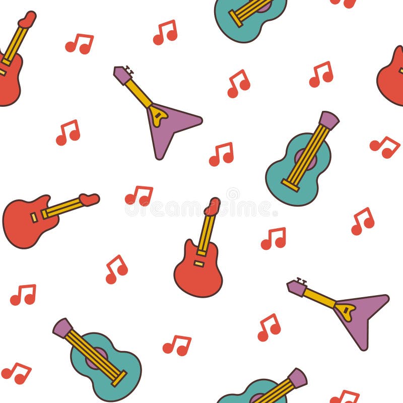 Musical Instruments. Seamless Pattern Stock Illustration - Illustration ...