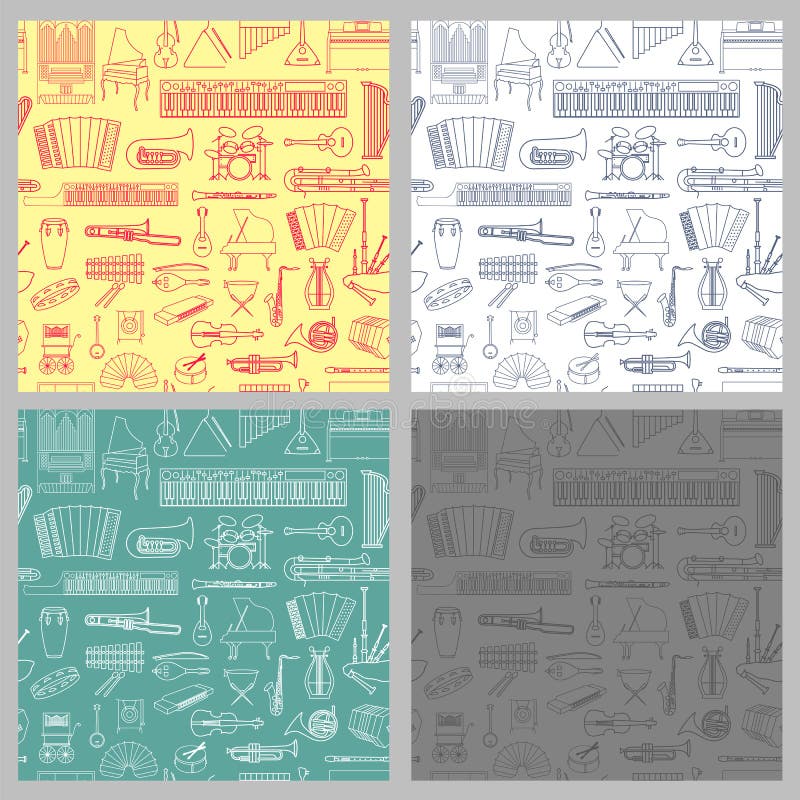 Musical Instruments Seamless Pattern Stock Vector - Illustration of ...
