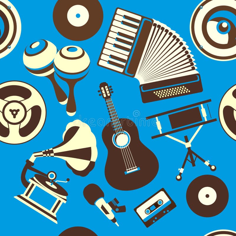 Musical Instruments Seamless Pattern Stock Vector - Illustration of ...