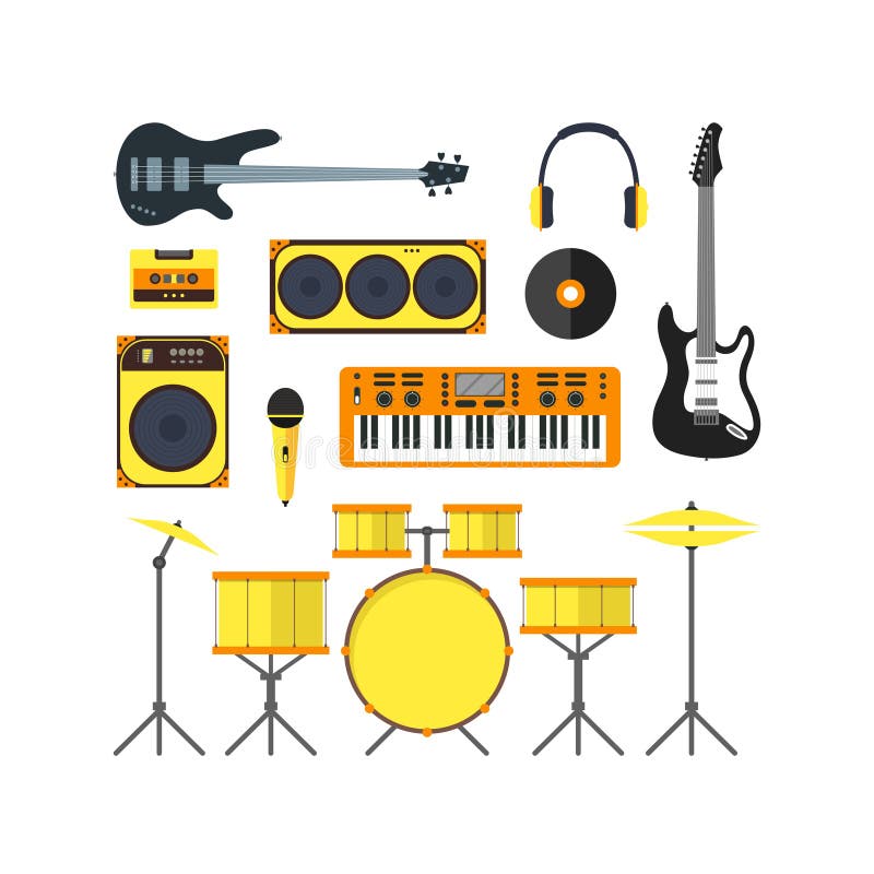 Musical Instruments and Equipment Sticker Set on a Transparent ...