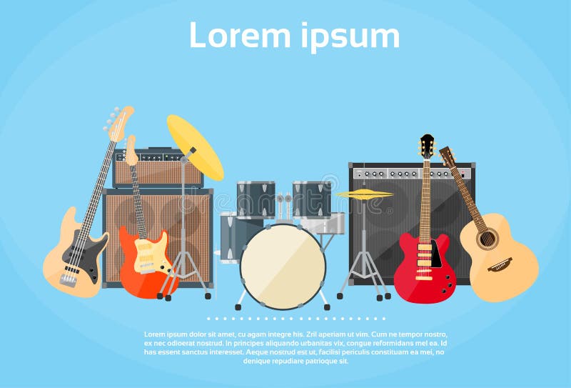 Musical Instruments Set Guitar Drums Rock Band Stock Vector ...