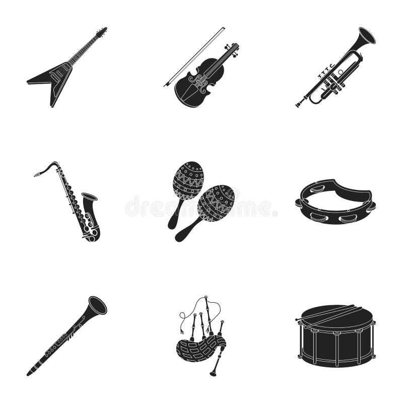 Musical Instruments Set Icons in Black Style. Big Collection of Musical ... Musical Instruments Set Icons in Black Style. Big Collection of Musical ...