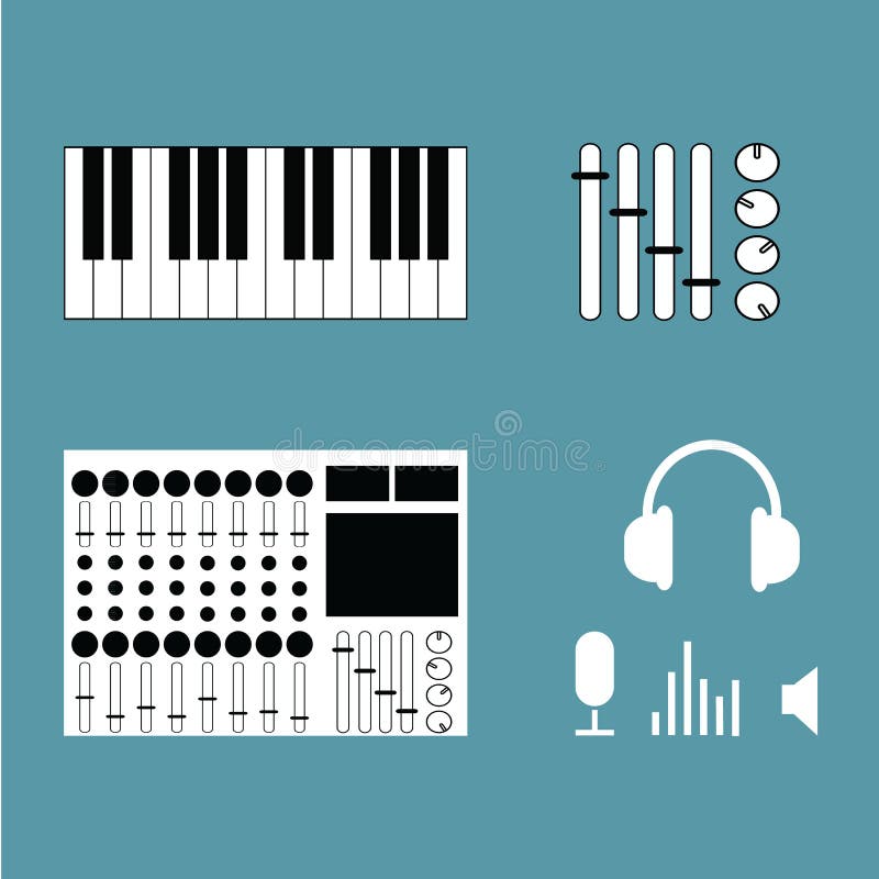 Musical Instruments Set of Icons Vector Illustration.Music Studio ...