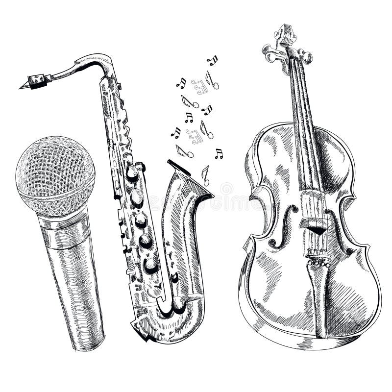 Musical Instruments Set on White Background. Vector Illustration. Stock ...