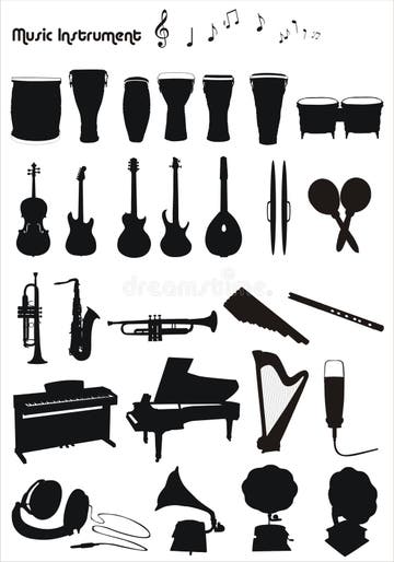 Musical instruments shapes stock illustration. Illustration of string ...
