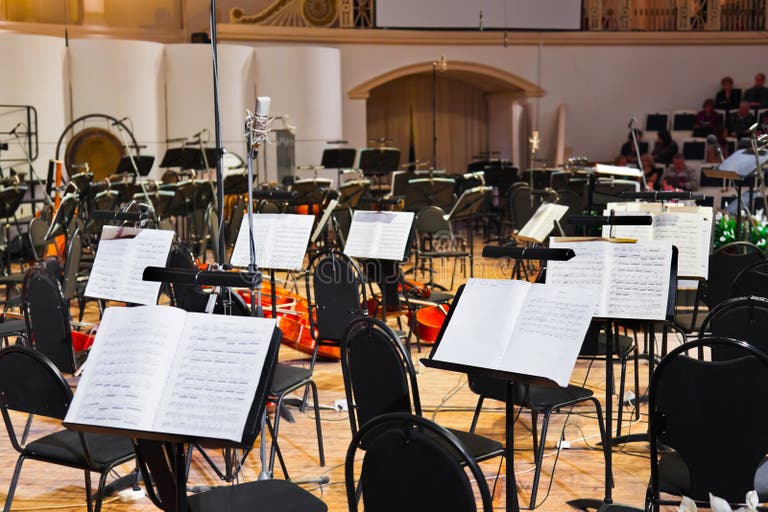 Musical Instruments and Sheet Music Stock Photo - Image of background ...