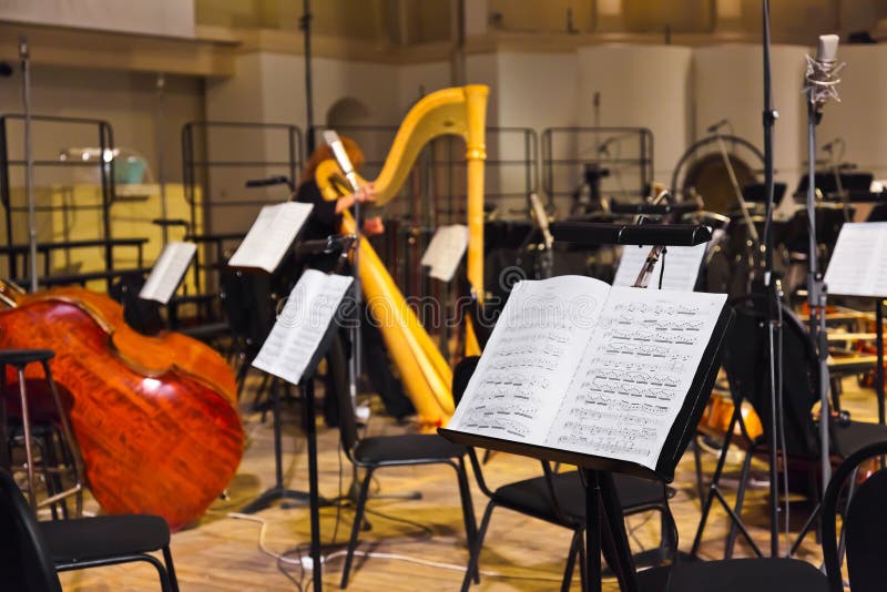 Musical Instruments and Sheet Music Stock Photo - Image of conductor ...