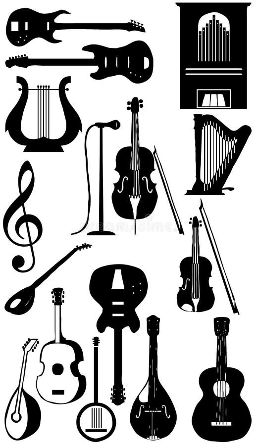 Musical Instruments Silhouette Stock Illustration - Illustration of ...