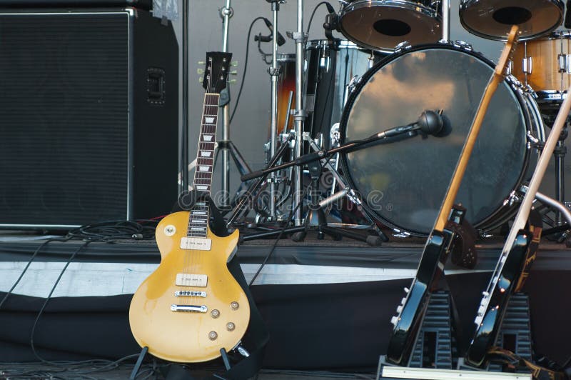 Musical Instruments on Stage Stock Photo - Image of life, orange: 27763180