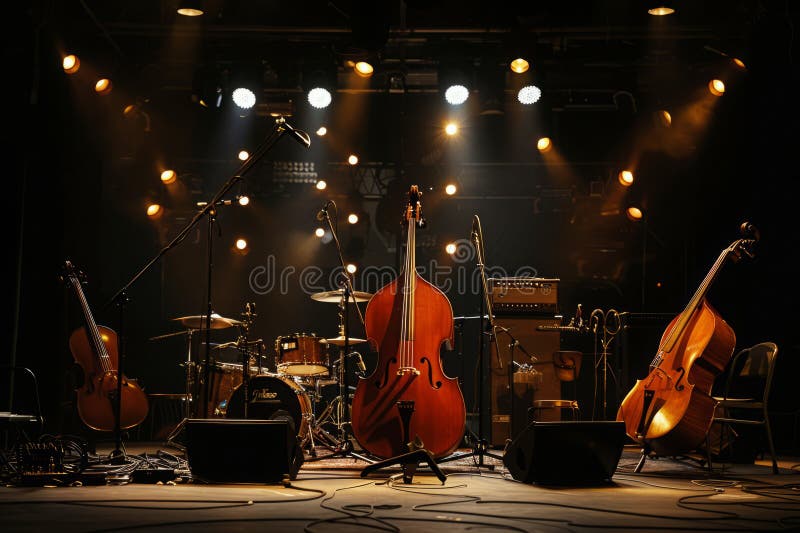Musical Instruments on Stage before Performance Stock Image - Image of ...