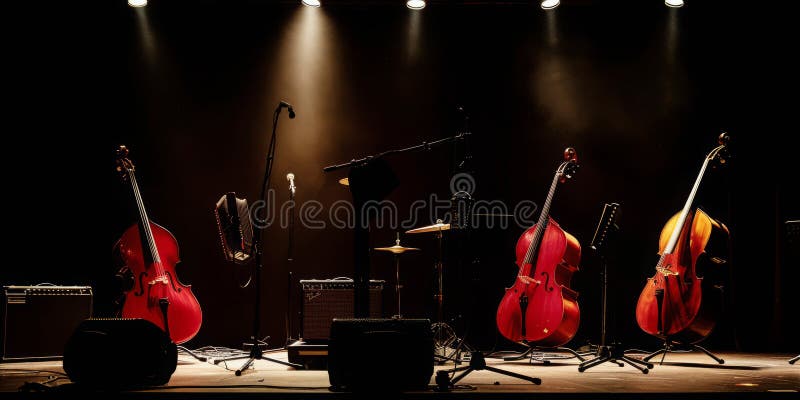 Musical Instruments on Stage before Performance Stock Image - Image of ...