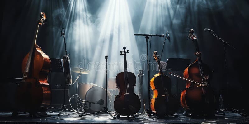 Musical Instruments on Stage before Performance Stock Image - Image of ...