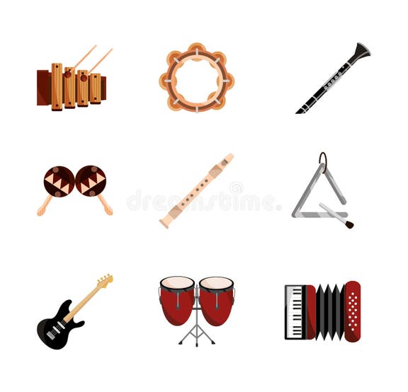 Musical Instruments String Wind Percussion Icon Set Isolated Icon Stock ...