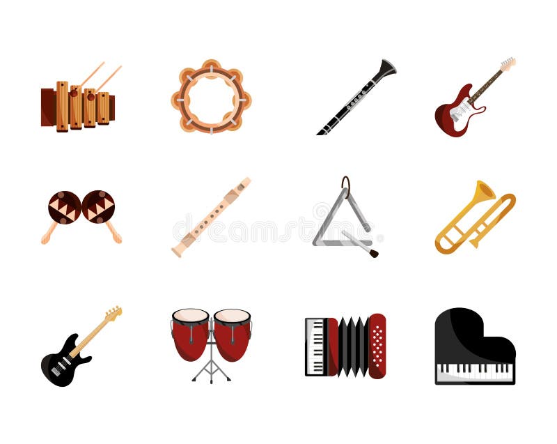 Musical Instruments String Wind Percussion Icon Set Isolated Icon Stock ... Musical Instruments String Wind Percussion Icon Set Isolated Icon Stock ...