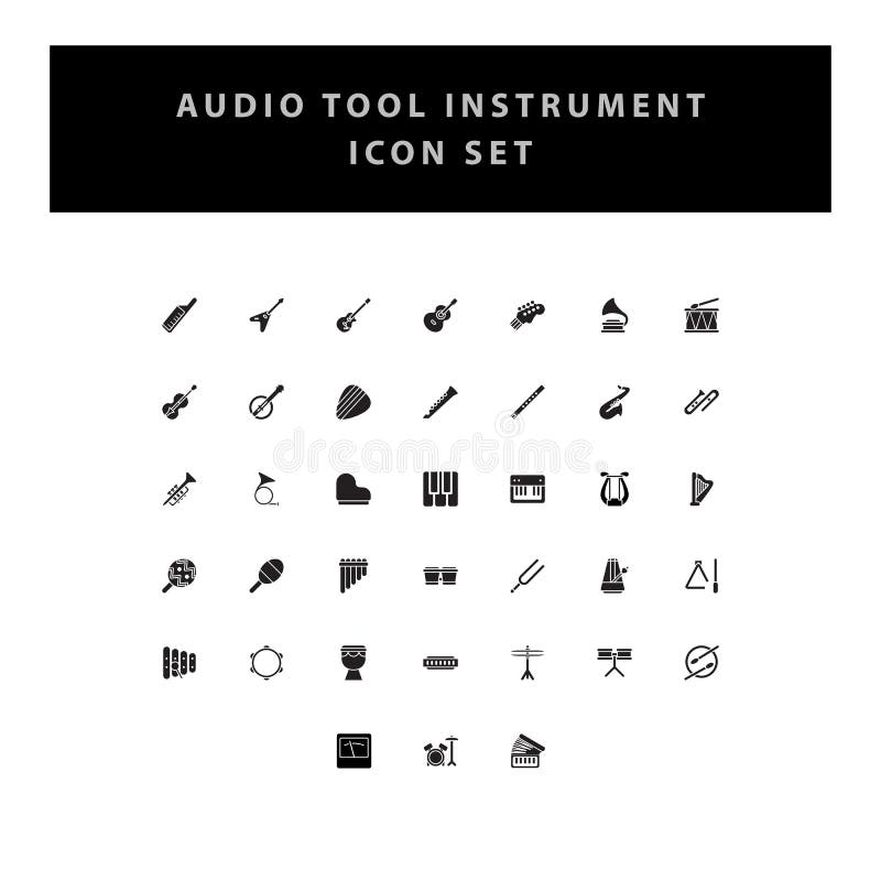 Musical Instruments Vector Icons Set with Glyph Style Design Stock ...