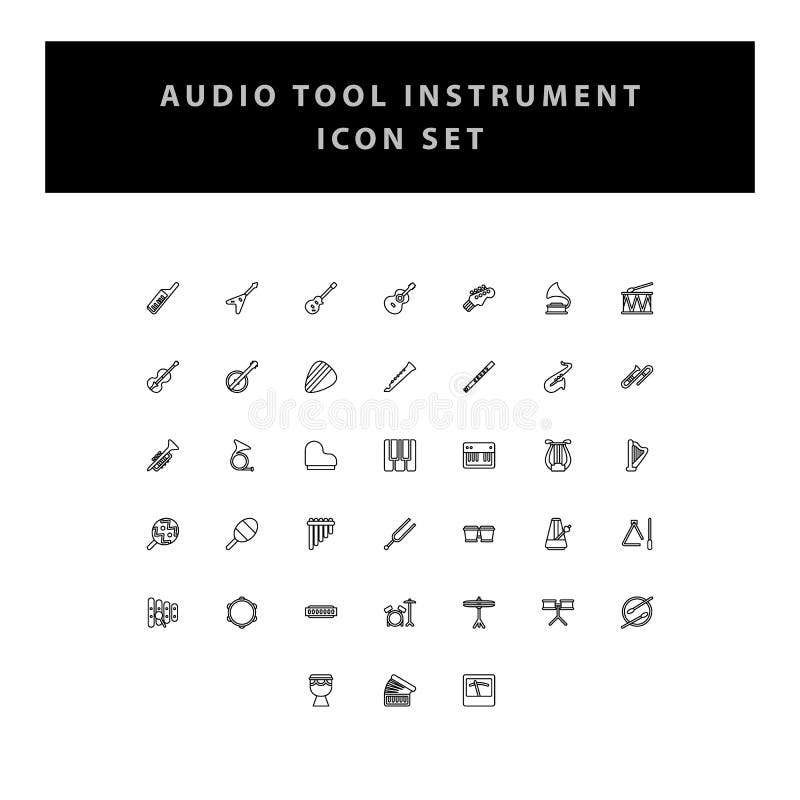 Musical Instruments Vector Icons Set with Outline Design Stock Vector ...