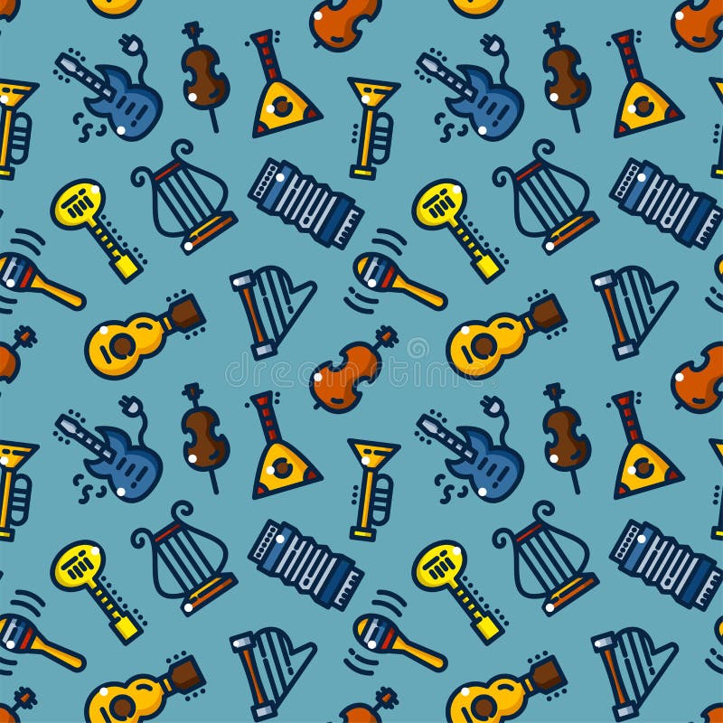 Musical Instruments Vector Seamless Pattern Stock Vector - Illustration ...