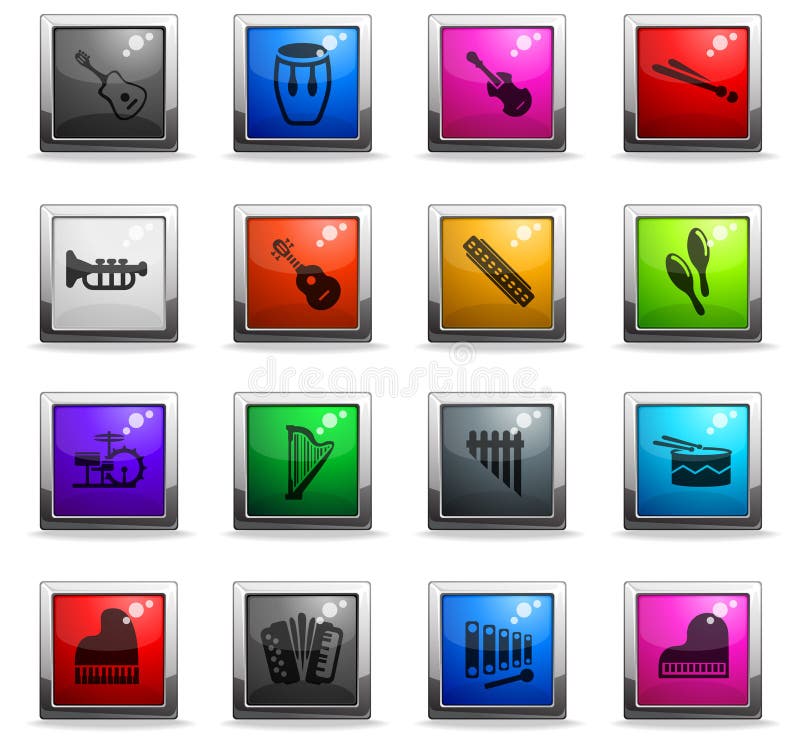 Musical Instruments Icon Set Stock Illustration - Illustration of ...