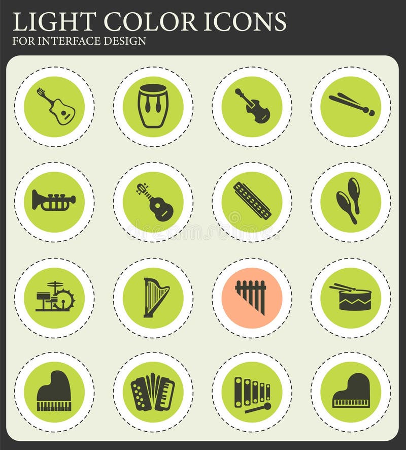 Musical Instruments Icon Set Stock Vector - Illustration of drums ...