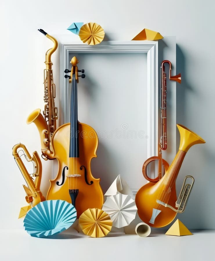 Musical Instruments and on White Background Stock Illustration ...
