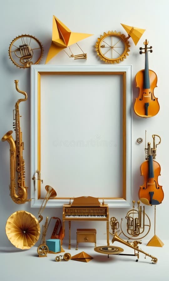 Musical Instruments and on White Background Stock Illustration ...