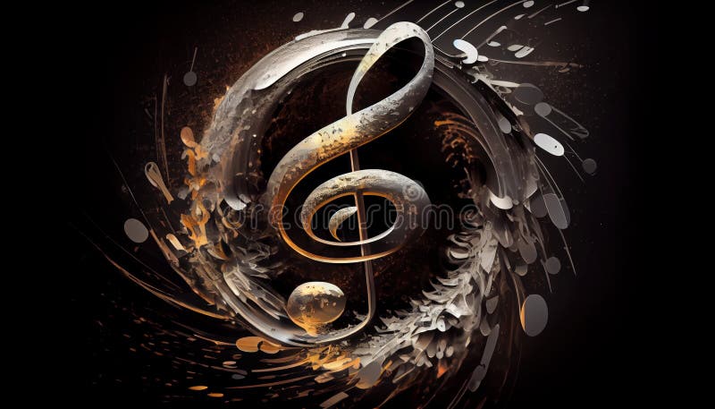 Musical Key in a Swirl on a Dark Background. Al Generated Stock ...