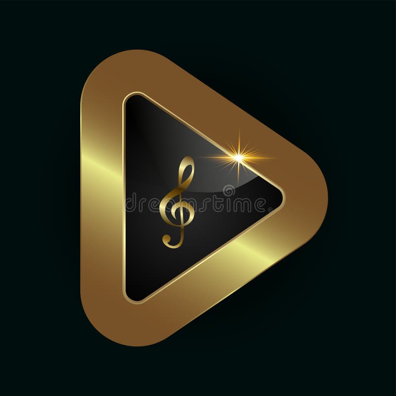 Musical Key Symbol on Player Button. Musical Note. Luxury Abstract Play ...